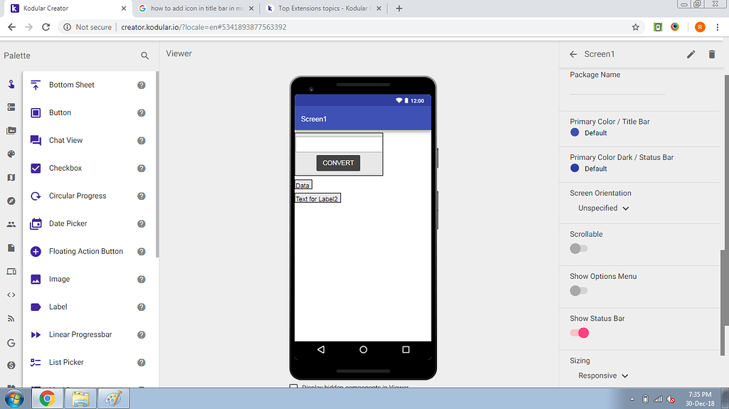I want to see, title bar in icon without action bar (3 dots) - Discuss ...