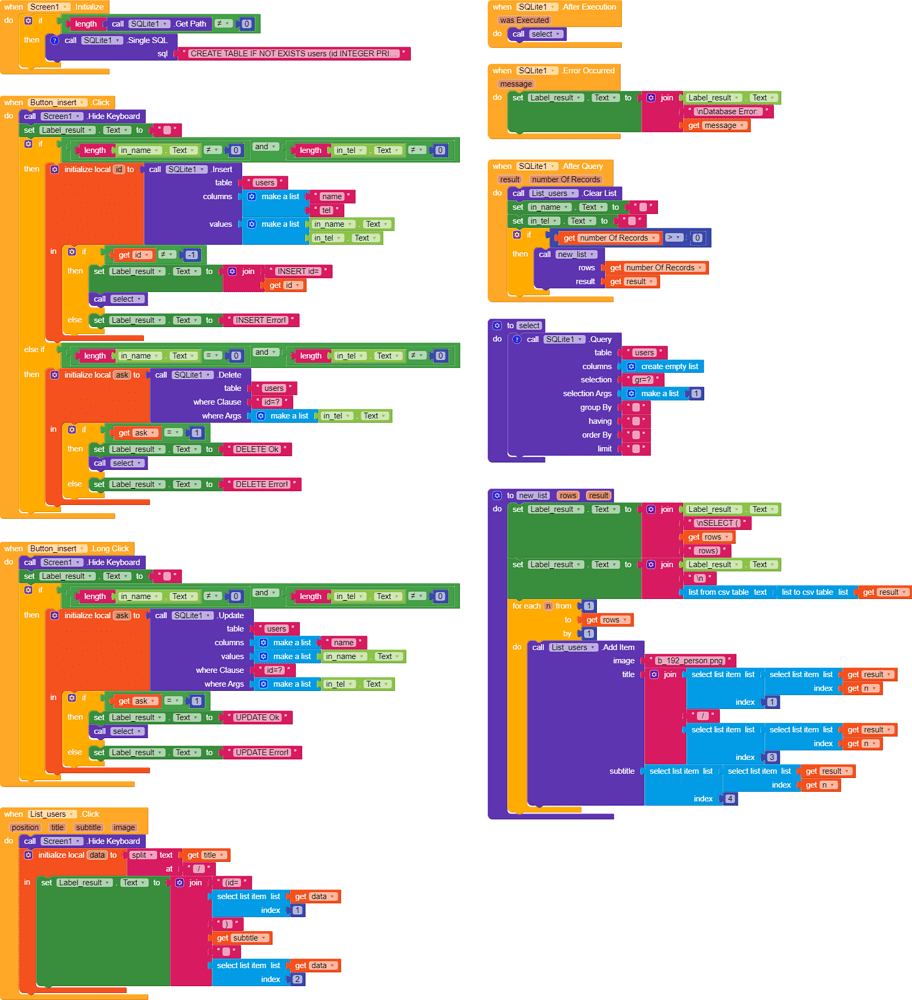 Four working examples SQLite Extension - Resources - Kodular Community