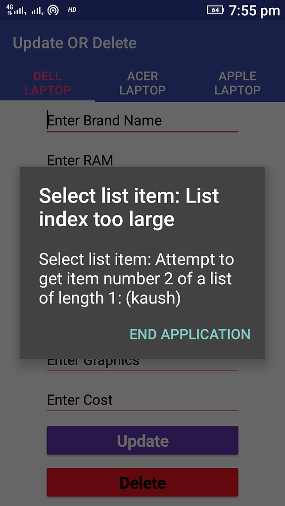 Select list item: list index too large - Discuss - Kodular Community