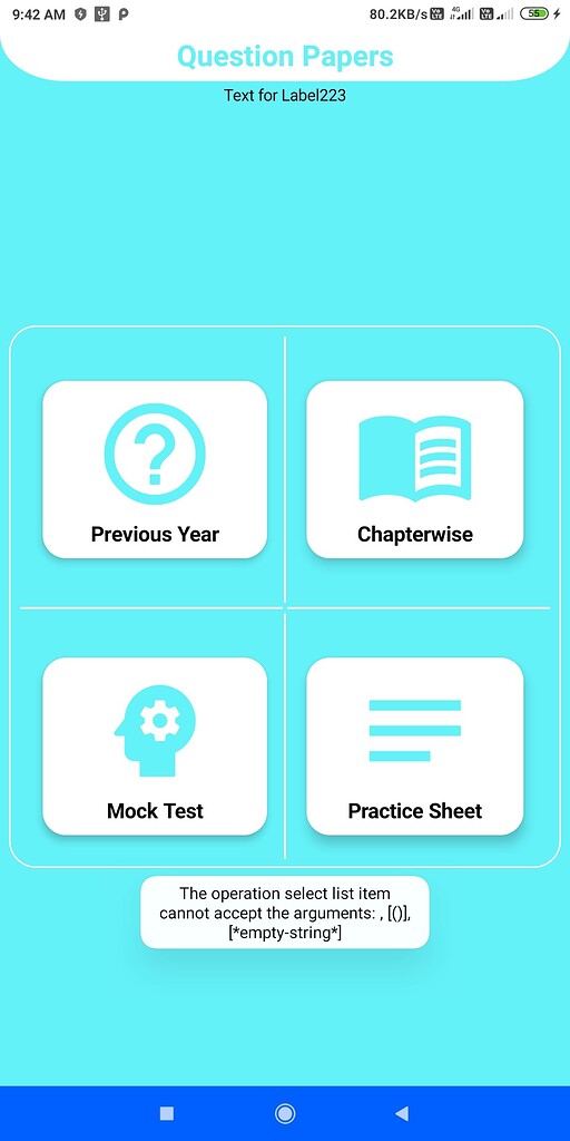 The Operation select list item cannot accept arguments: ,[()], [*empty-string*] on card view ...