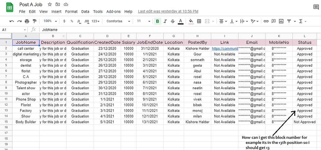 How can I get the cell number of Excel sheet while using dynamic ...