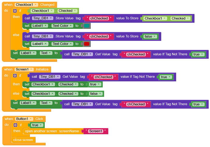 Checkbox Un checked Status Not Saved Via Tiny DB correctly Bugs Kodular Community