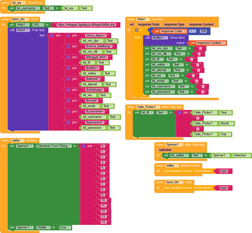 Register Screen works fine on testing, but crash when real apps .apk ...