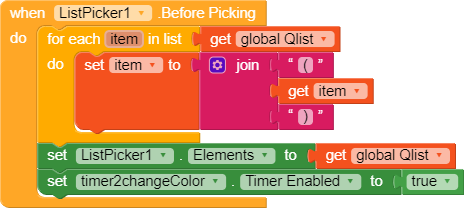 Appearance of items of ListPicker by "for each item" in list block ...