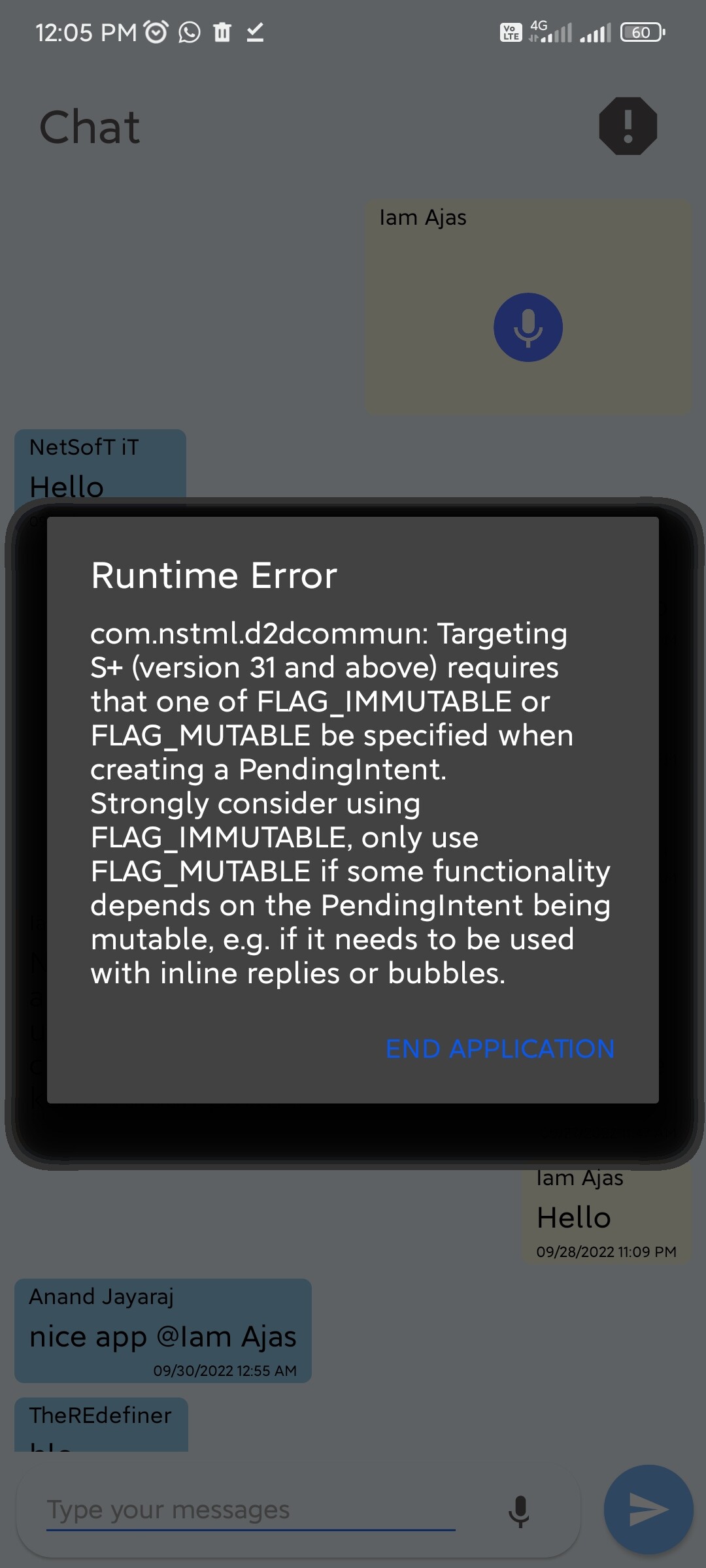 Runtime Error . FLAG_IMMUTABLE required, notification component - Bugs ...