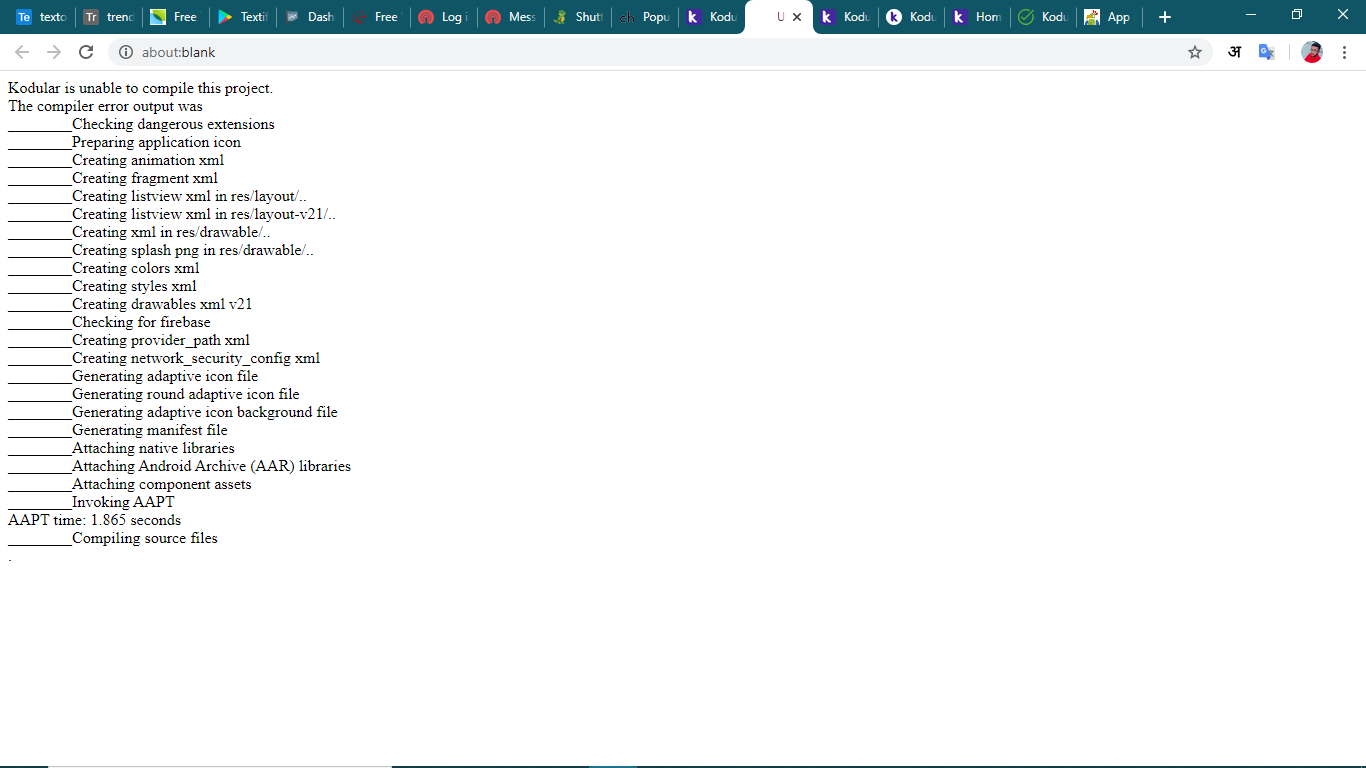 Getting This Error Your Build Failed Due To Error In Compile Stage Discuss Kodular Community