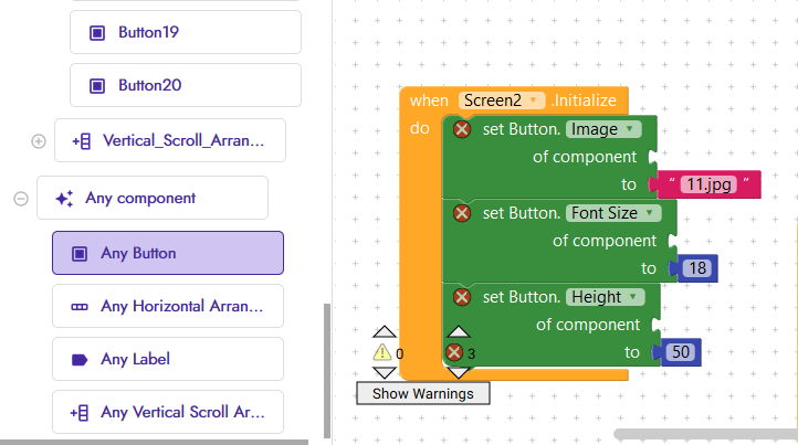 Changing options of all buttons in one step - Discuss - Kodular Community