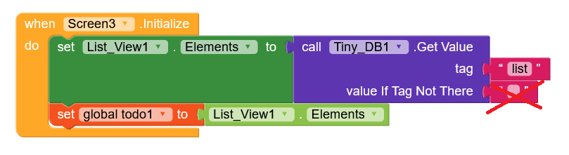 TinyDB, List View and error (The operation select list item cannot accept the arguments ...